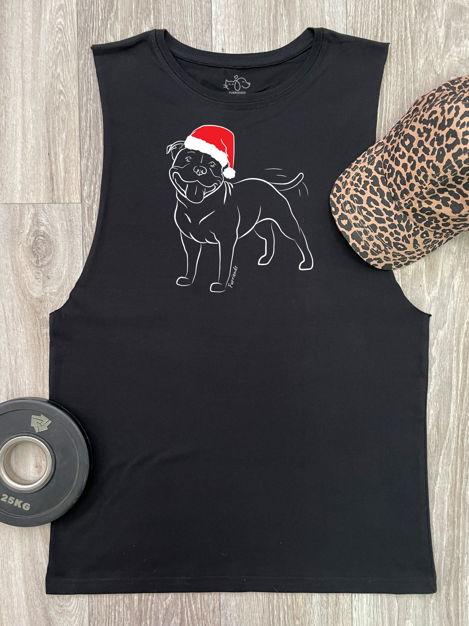 Staffordshire Bull Terrier Christmas Edition Axel Drop Armhole Muscle ...