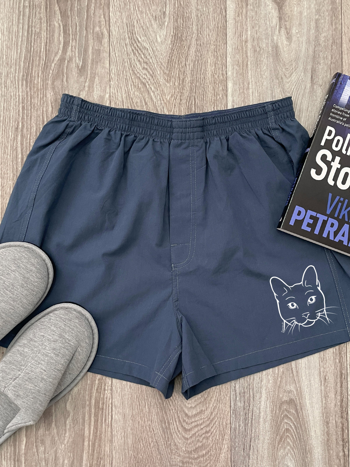 Russian Blue Cotton Boxer Shorts | Furriends Australia