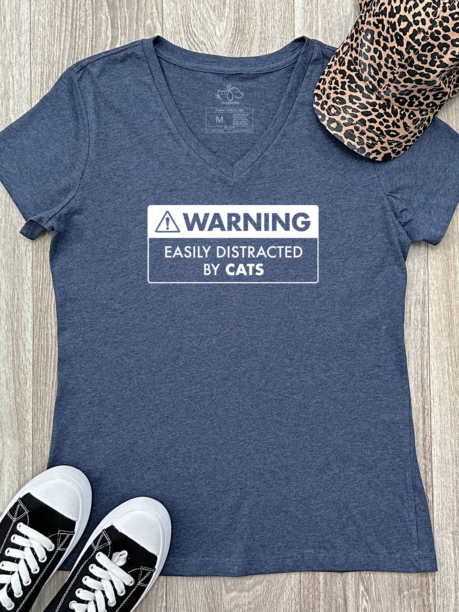 Warning Sign! Easily Distracted By... Customisable Emma V-Neck T-Shirt ...